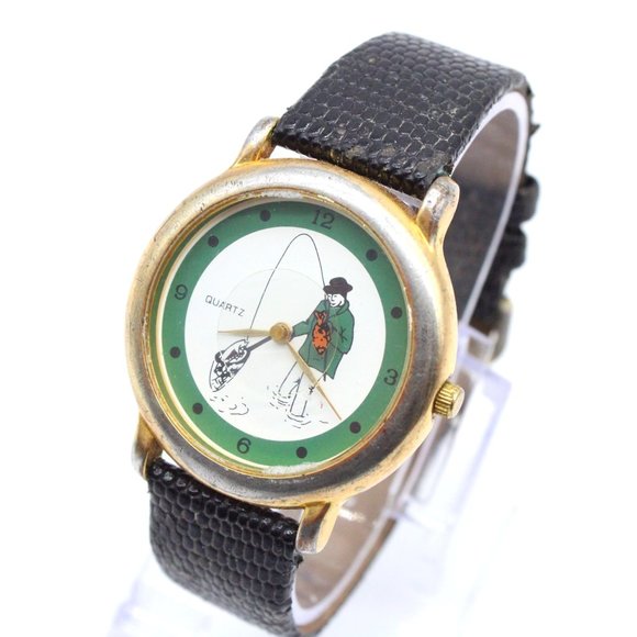 Avon | Accessories | Vintage Avon Watch Mens Multi Tone Steel Fishing ...